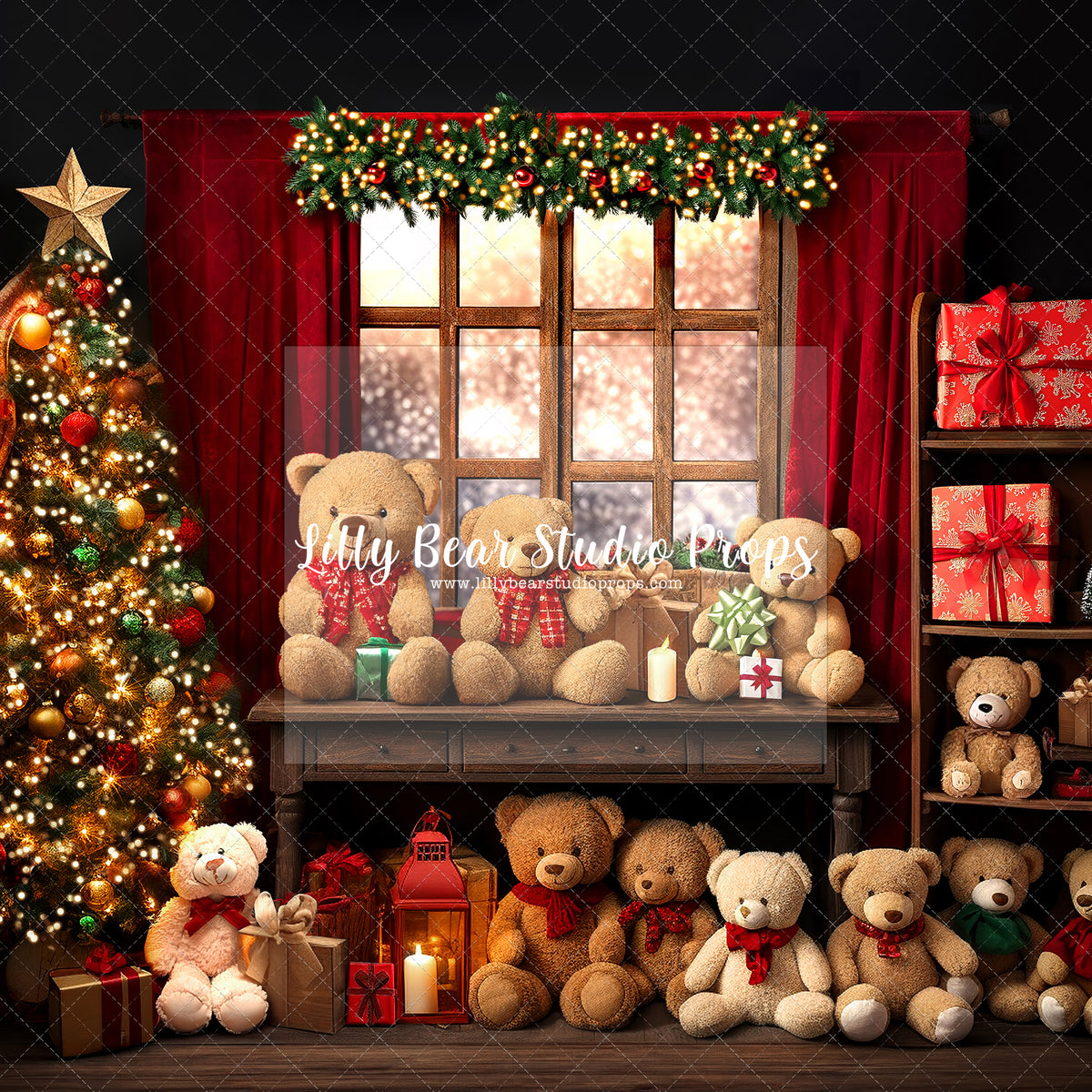 Christmas Teddy Window – Lilly Bear Studio Props