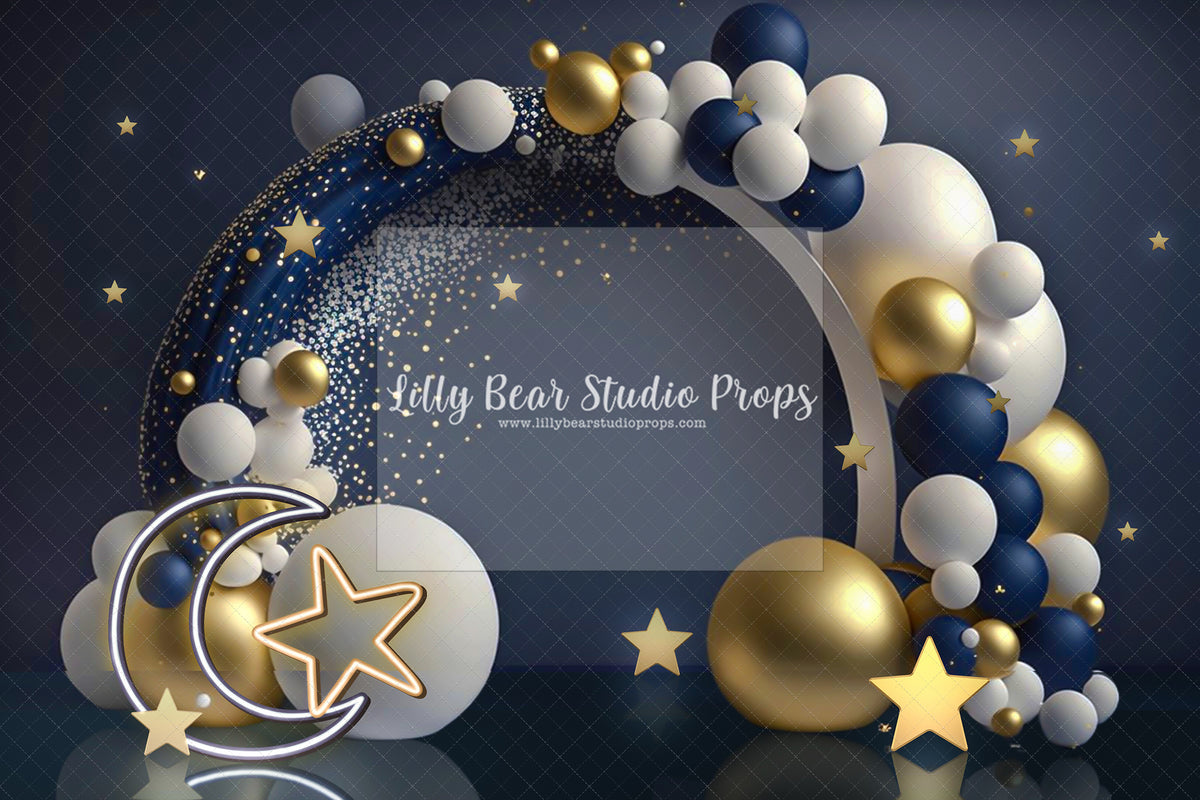 Glowing Moon and Star Balloon Arch – Lilly Bear Studio Props
