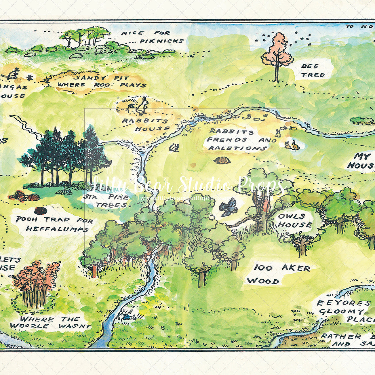 Map Of Acre Woods - 96x60" Studio Flex RTS