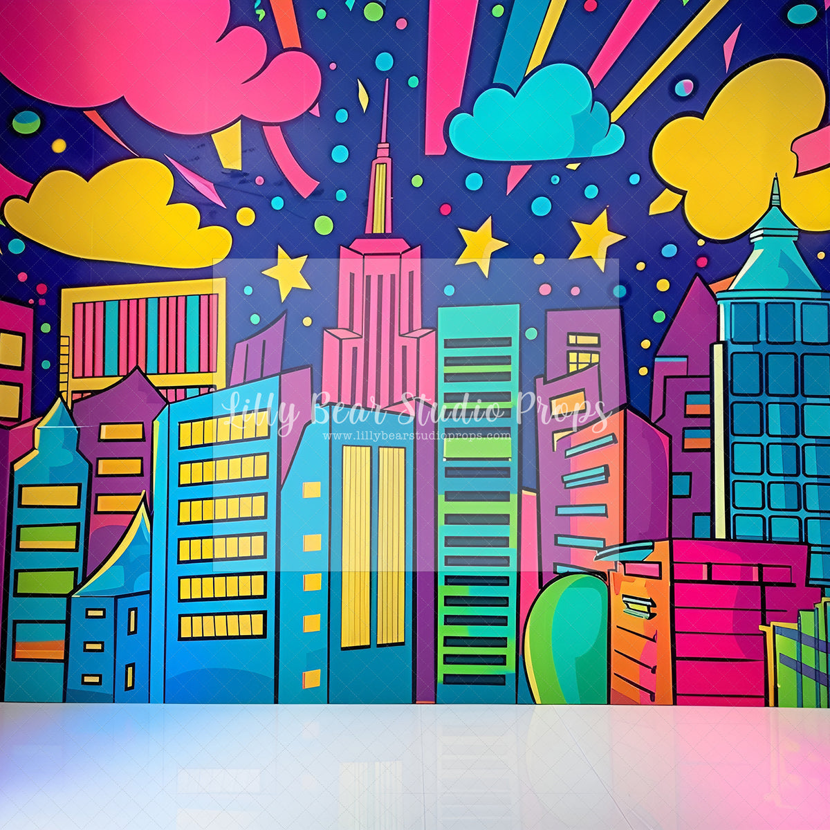 Neon Comic City Scape – Lilly Bear Studio Props