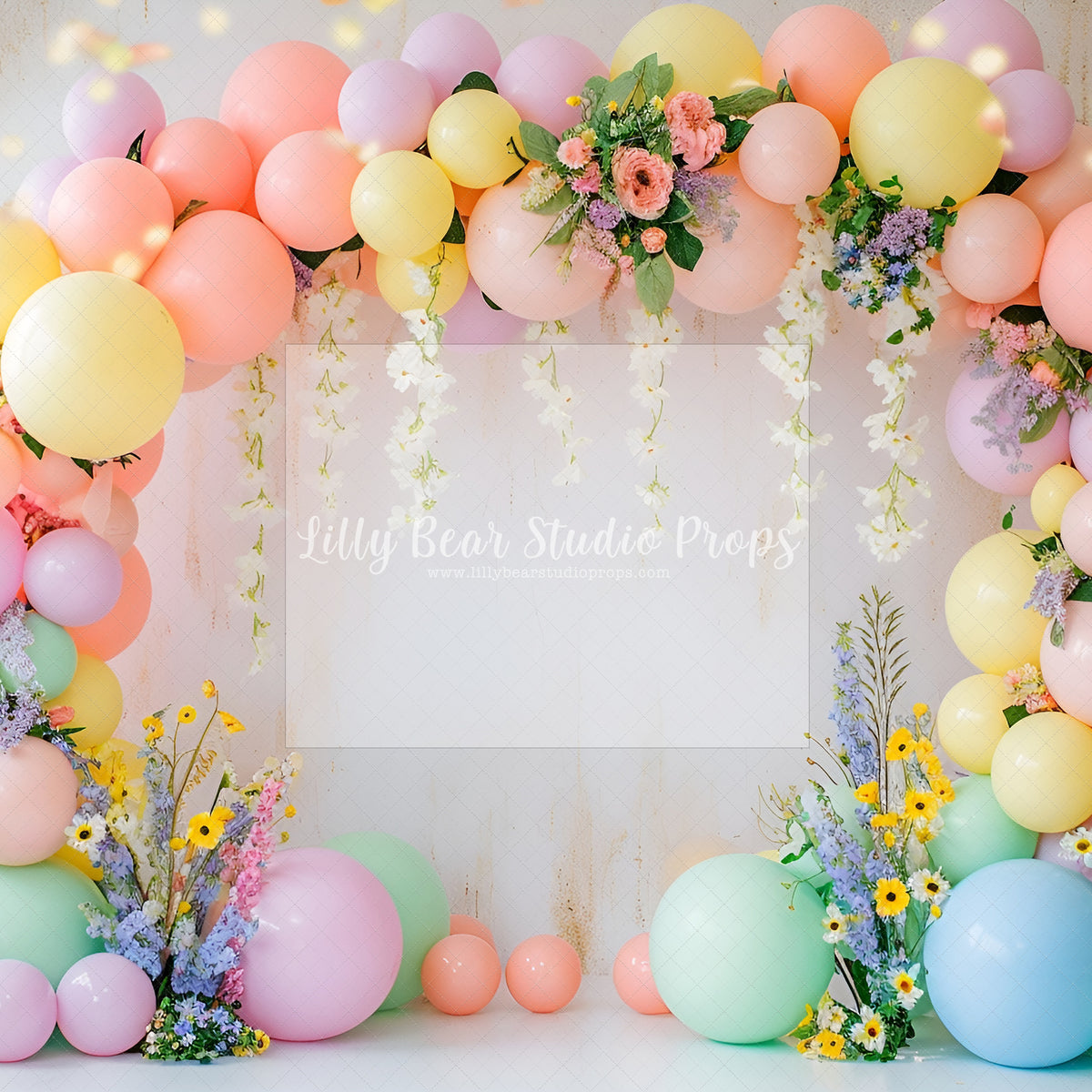 Pastel Balloons & Floral Arch – Lilly Bear Studio Props