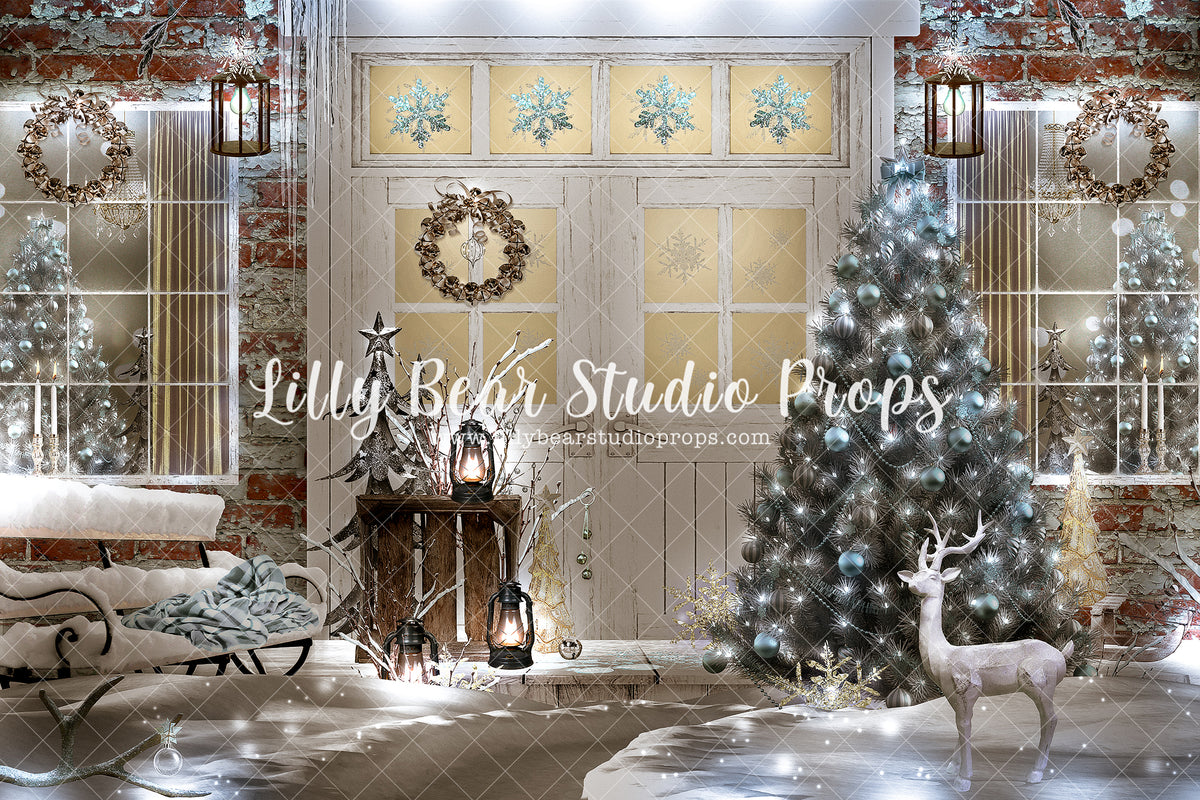 Ice Blue Golden Christmas Porch – Lilly Bear Studio Props